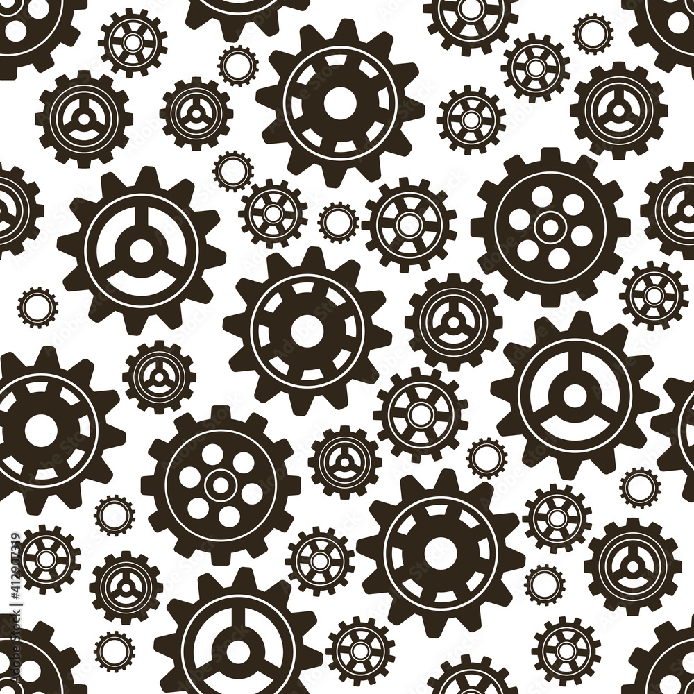 Gears seamless pattern. Vector drawing of factory gear wheels ...