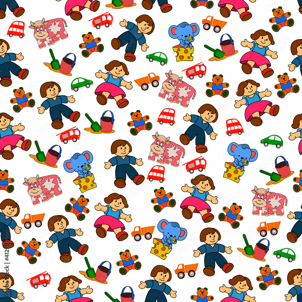 Seamless children's pattern. Vector cartoon illustration. Boy and girl ...