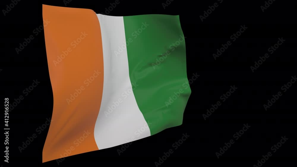 Cote Divoire Ivory Coast Waving Flag Seamless Loop Animation 4k