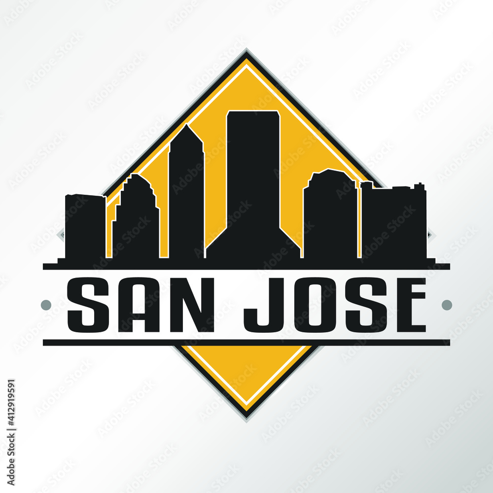 San Jose California Skyline Logo. Adventure Landscape Design. Vector ...