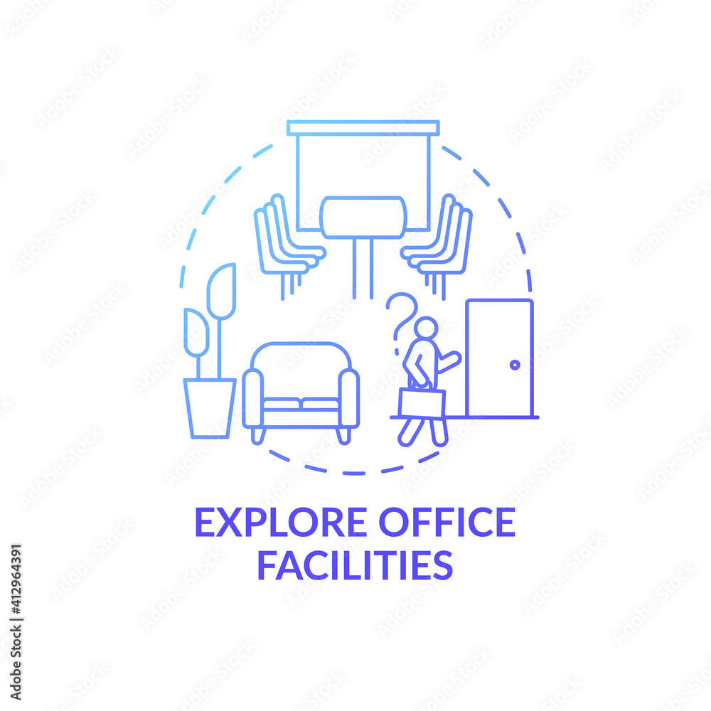 Vetor de Conditions of work in company concept icon. Probation and trial period. Exploring ...