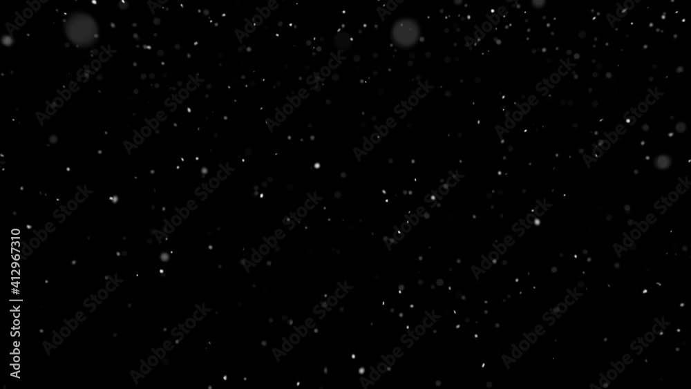 Light soft snow falling isolated on black 4k seamless loop. Place it ...