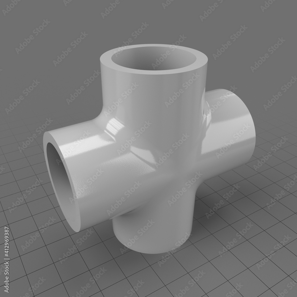 Four way pipe Stock 3D asset | Adobe Stock