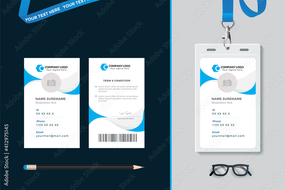 simple Id card design template, clean and smooth, eps 10. Stock Vector ...