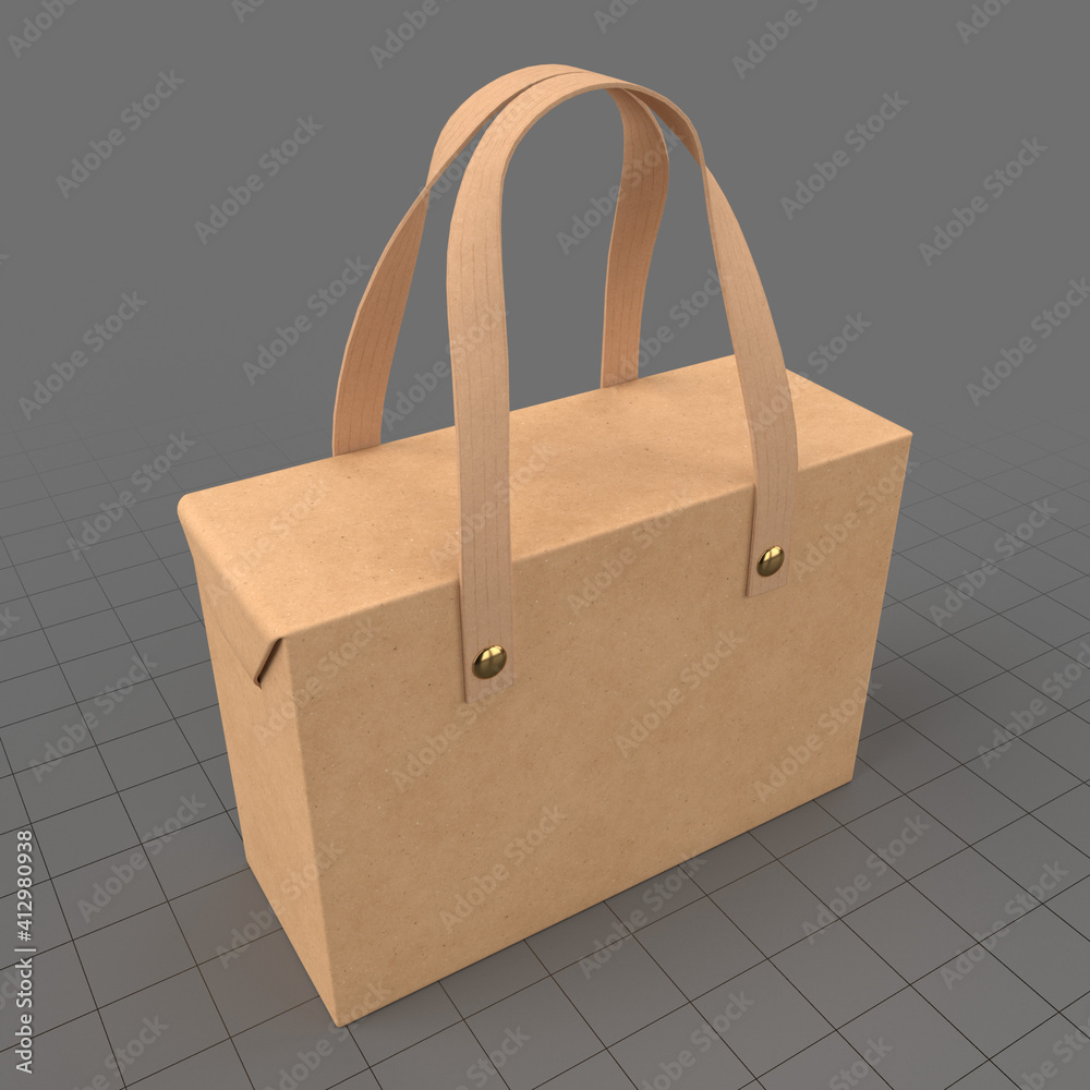 Paper box with handles and rivets 2 Stock 3D asset | Adobe Stock