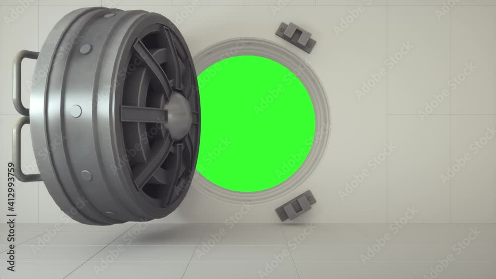 Bank vault door opening animation. Green screen, chroma key. 4K Stock ...
