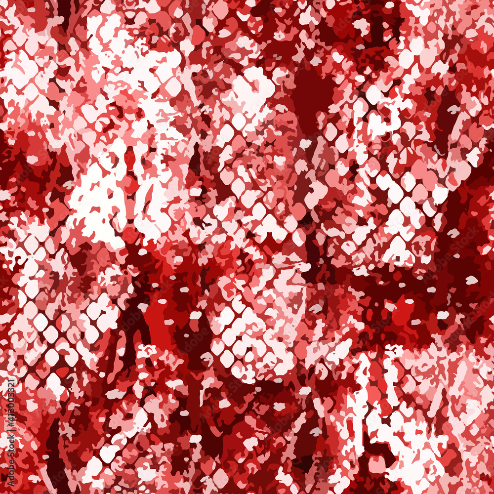 Full Seamless Snake Animal Skin Pattern Vector. Red snake leather ...
