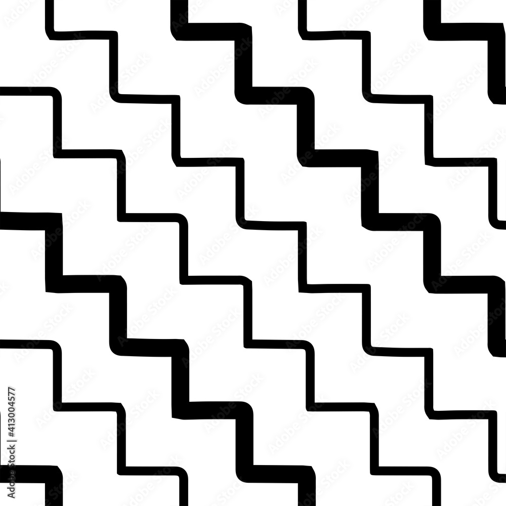 Full Seamless Vertical Zigzag Fabric Print Pattern. Black and White Vector. Textile and Home ...