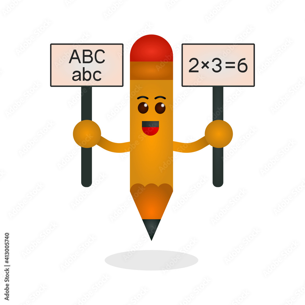 Pencil Illustration Study Math and Language for Junior High School ...