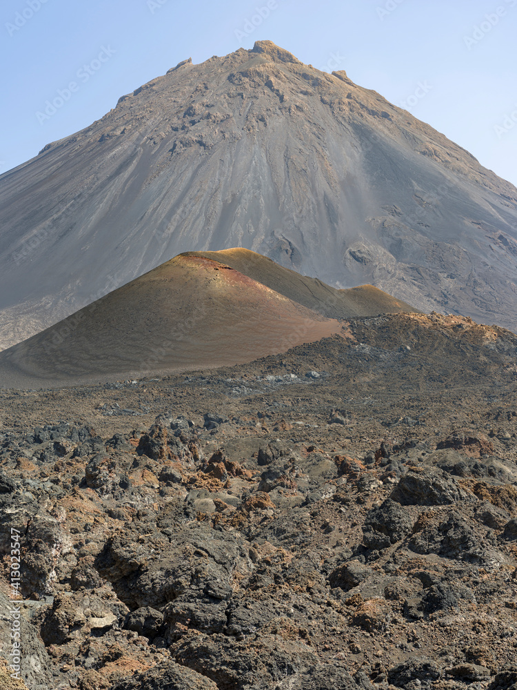 Stratovolcano mount Pico do Fogo. Fogo Island (Ilha do Fogo), part of ...