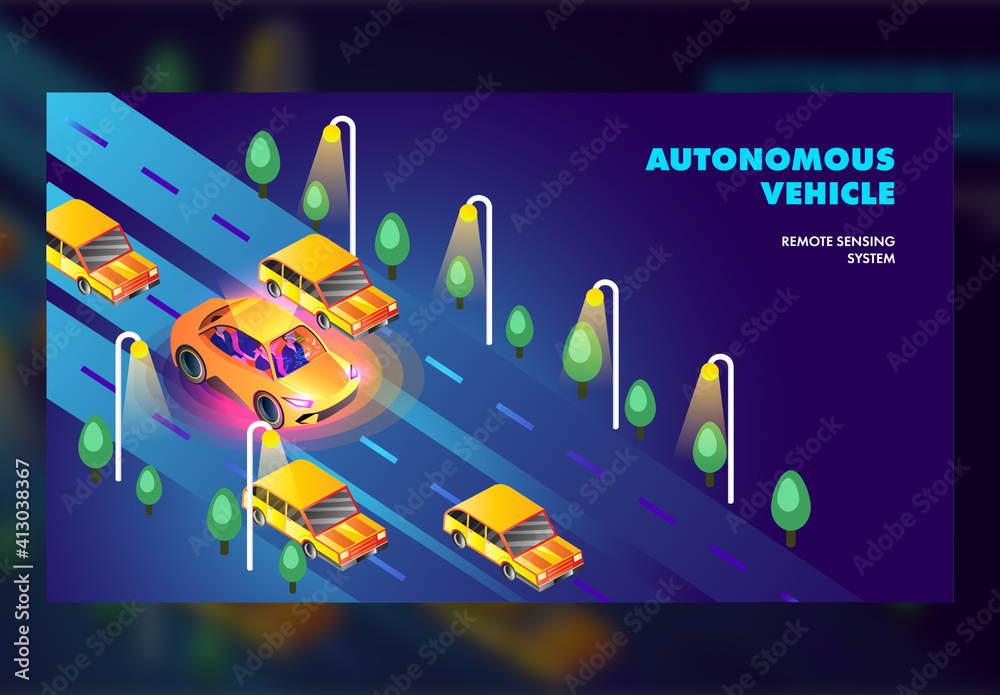 Autonomous Vehicle Concept Landing Page Design Stock Template | Adobe Stock