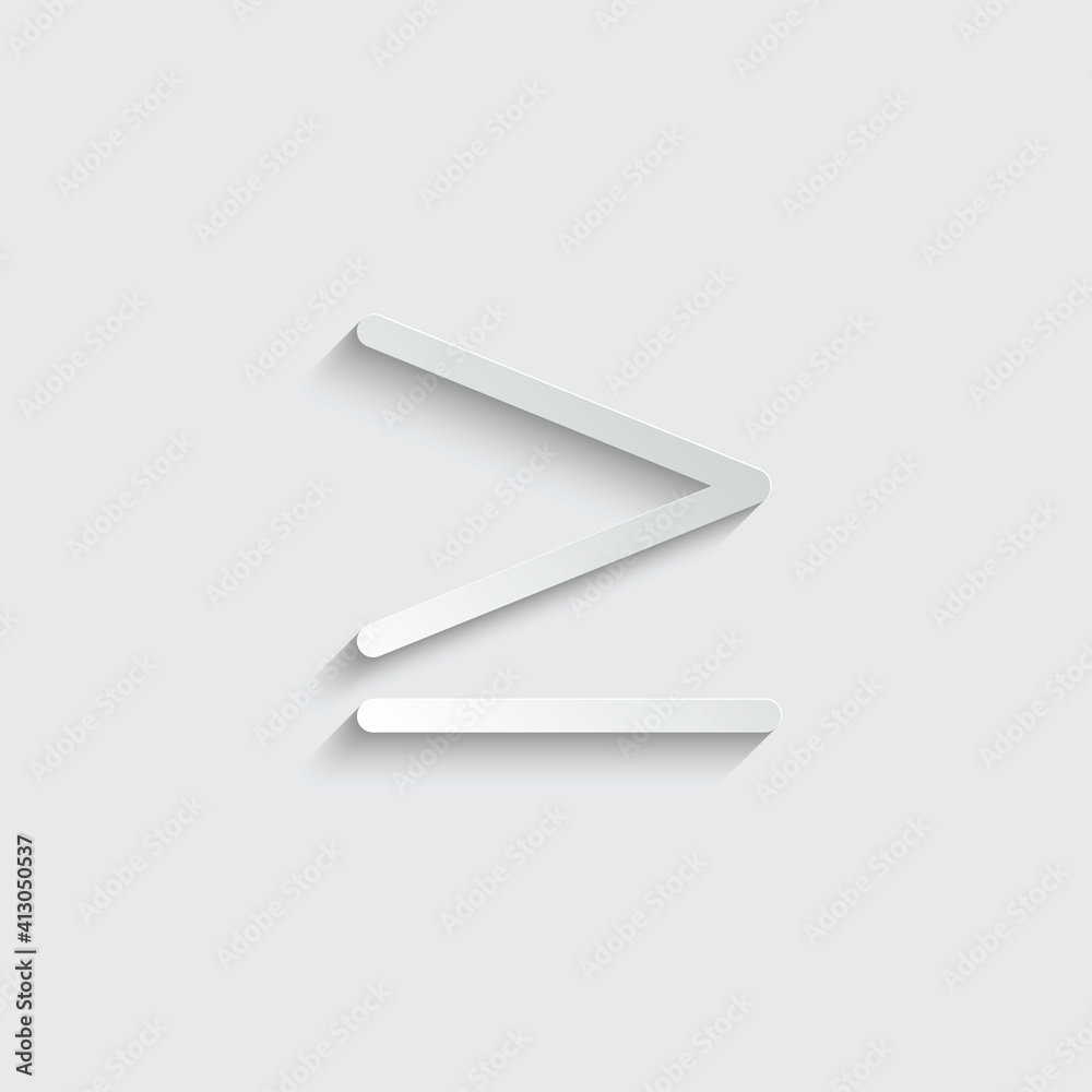 Vetor de paper math sign inequality icon vector greater than or equal ...