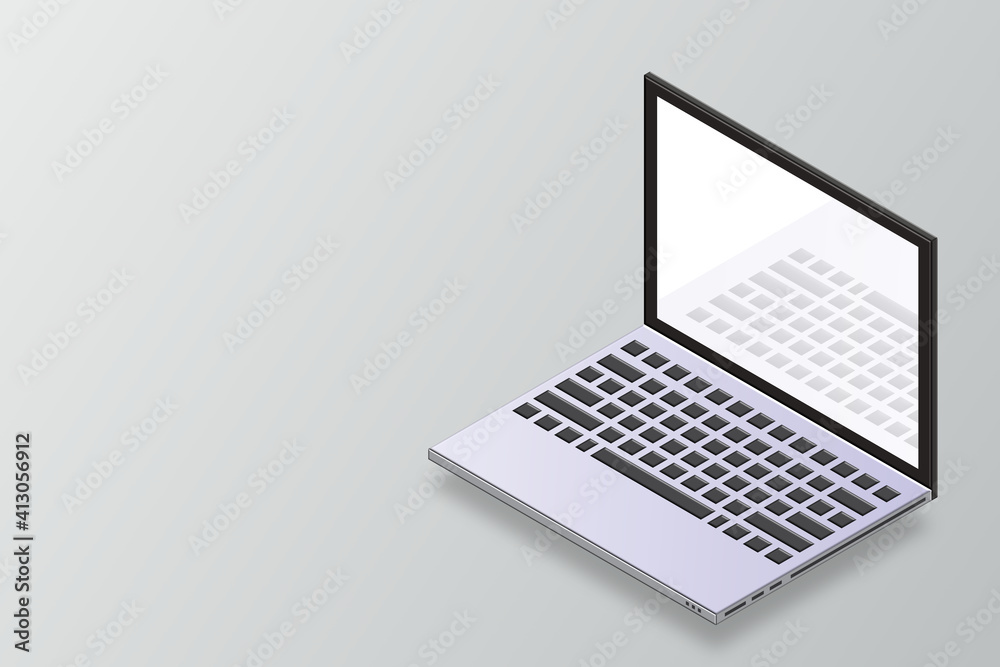 Vector 3d isometric laptop computer. Isometric mock up of laptop. 3d ...