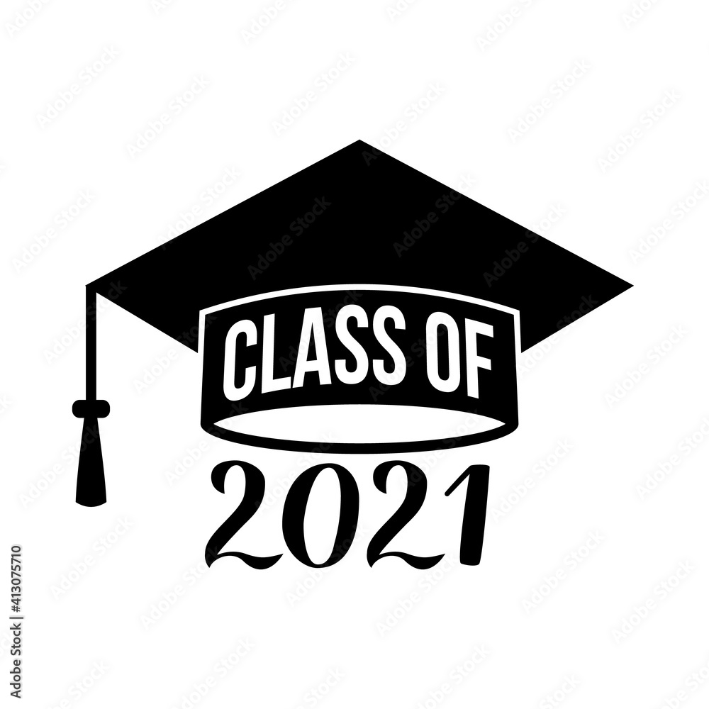 Class of lettering on graduation cap. Congratulations to graduates ...