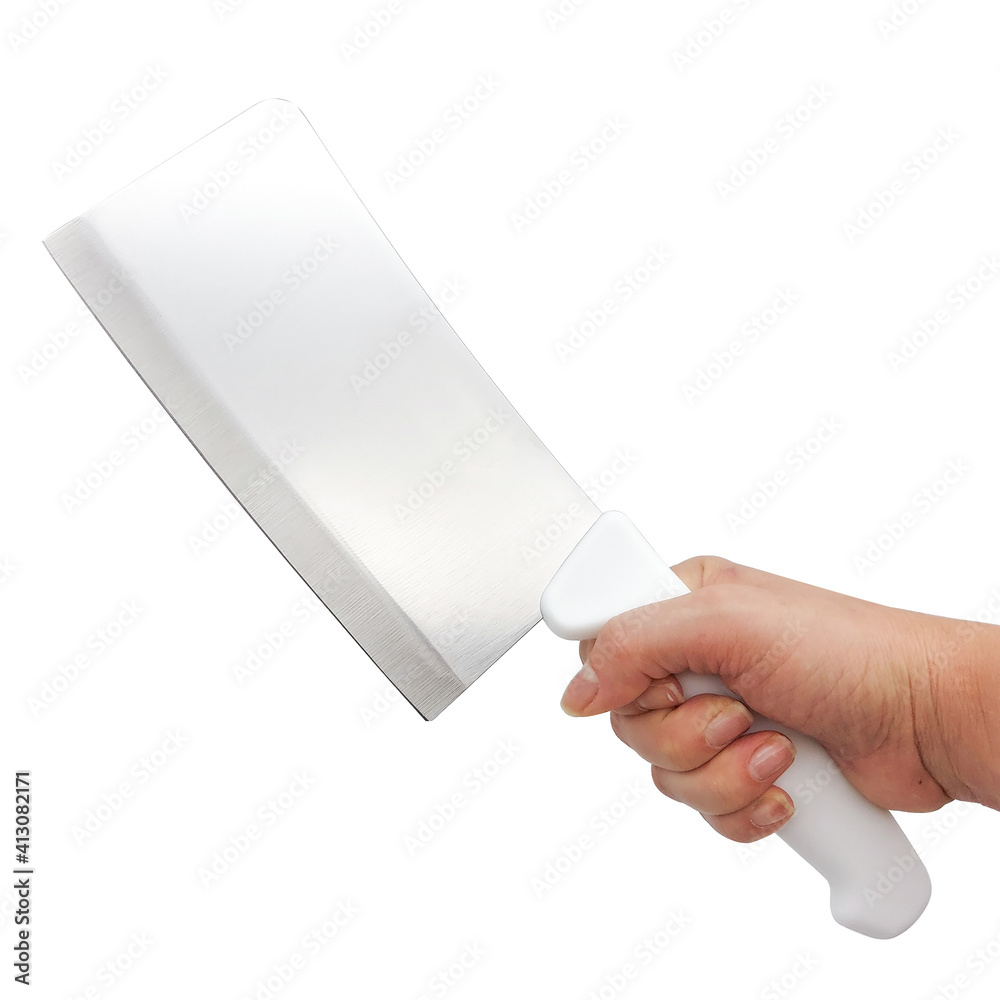 Meat Cleaver Chopper Butcher Knife 7" in stainless steel with white ...