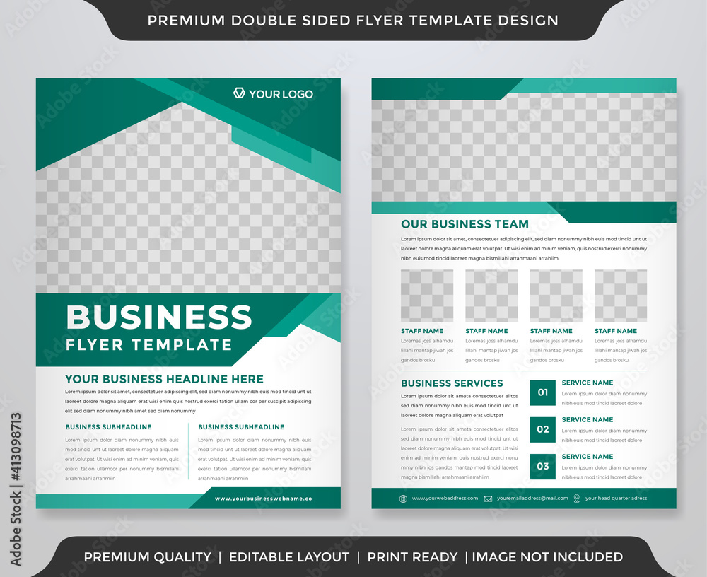 business double sided flyer template design with minimalist and ...