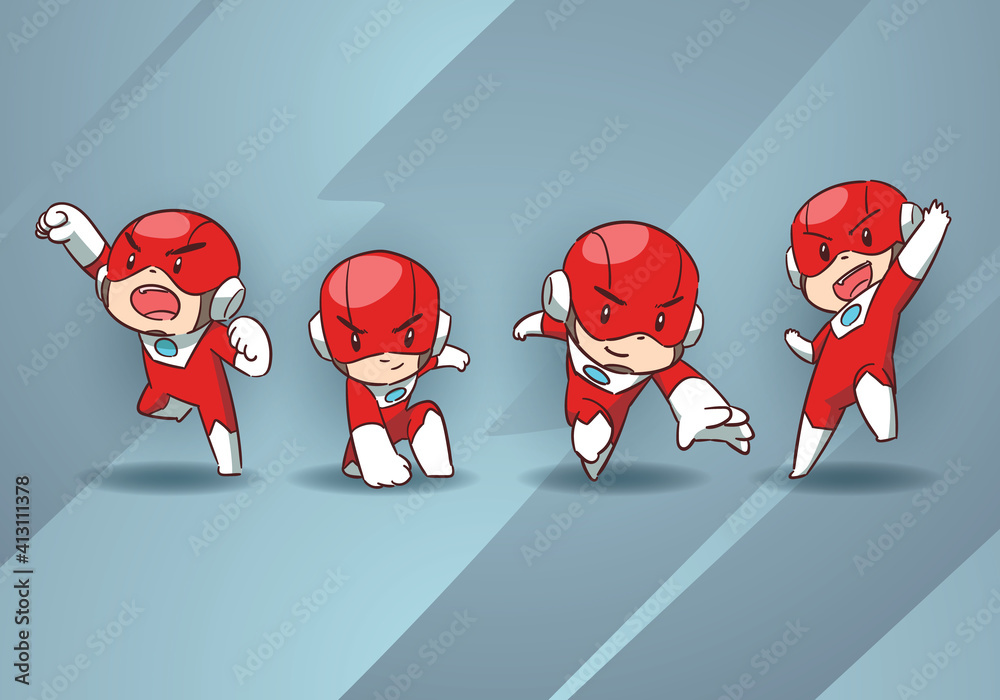 Red super hero mascot character action pose Stock Vector | Adobe Stock