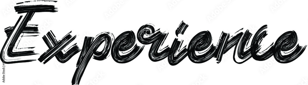 Experience Brush Hand written font drawn phrase Black Text decorative ...
