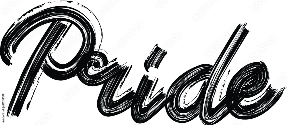 Pride Brush Hand written font drawn phrase Black Text decorative ...
