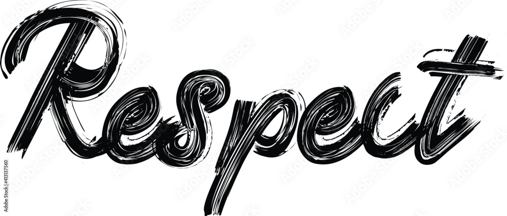 Respect Brush Hand written font drawn phrase Black Text decorative ...