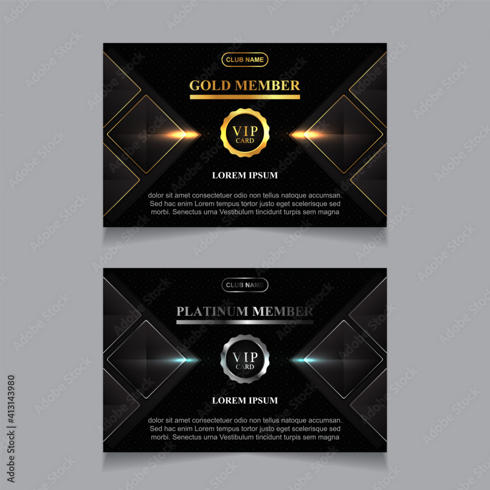 Vector VIP golden and platinum card. Black geometric pattern background ...
