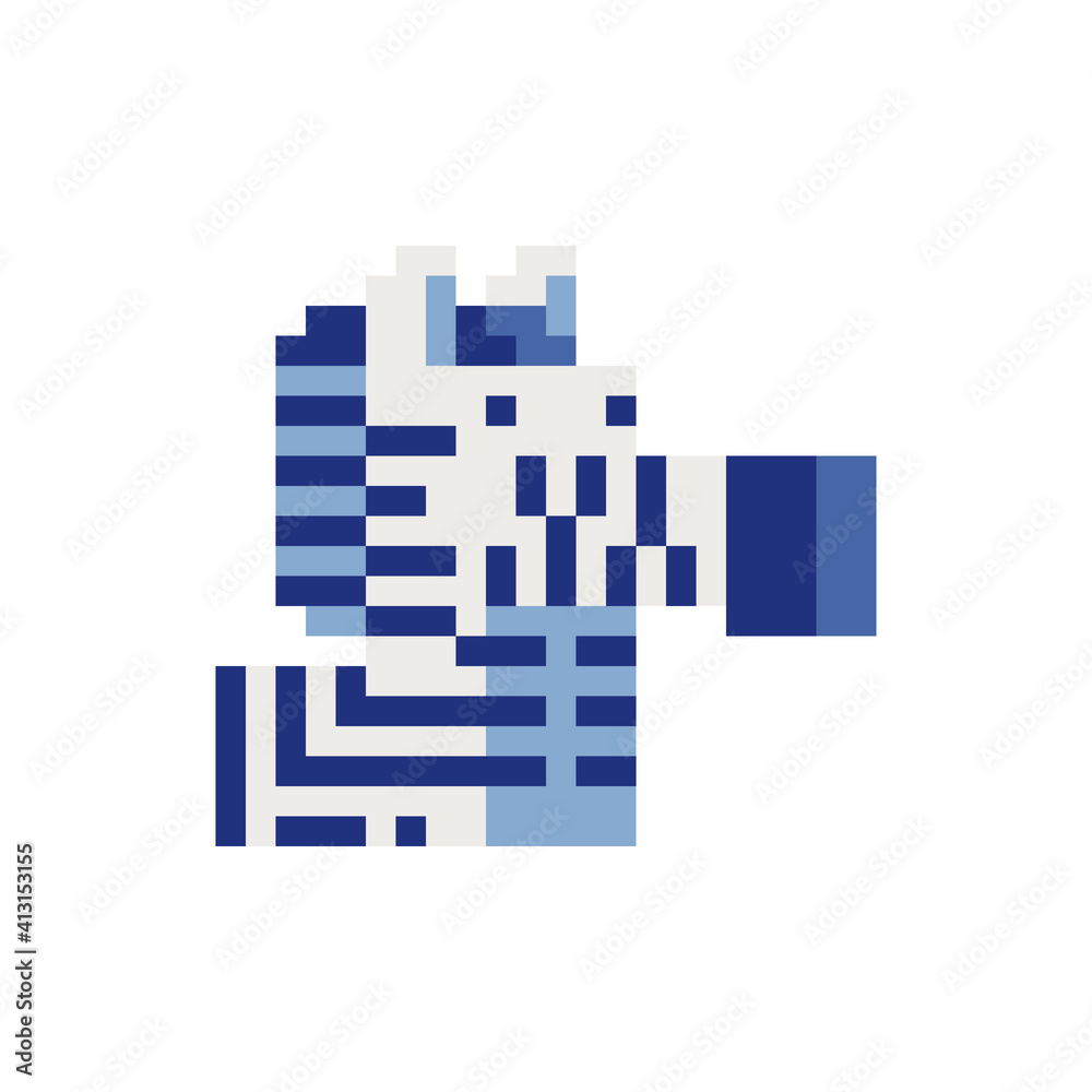 Zebra pixel art cartoon character. Video game sprite. Stickers and ...