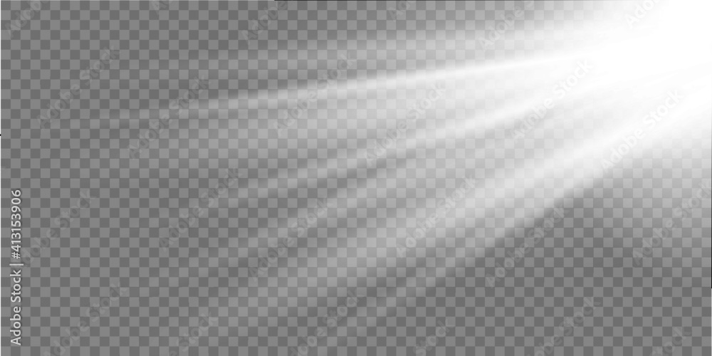 Set of white glowing lights effects isolated on transparent background ...