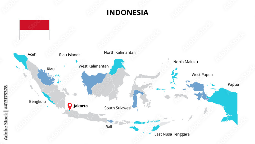 Indonesia vector map infographic template divided by states, regions or ...