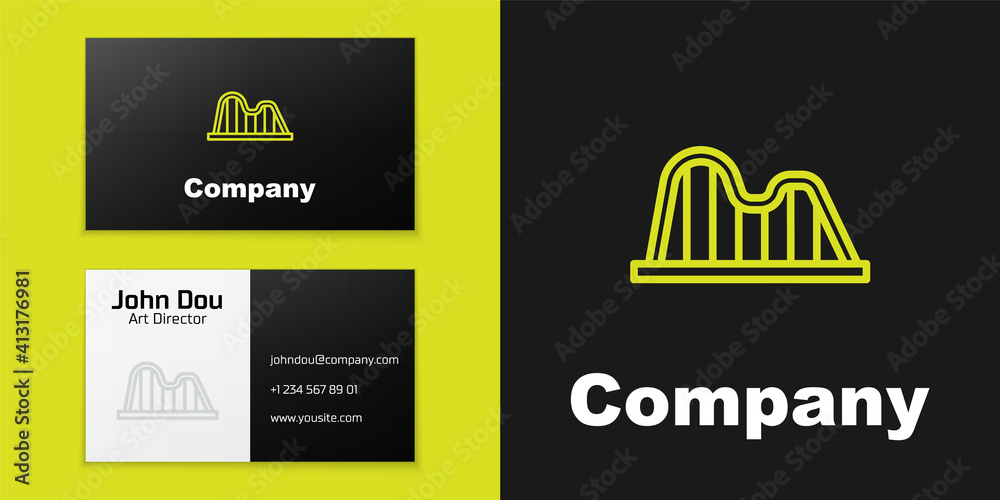Logotype line Roller coaster icon isolated on black background ...