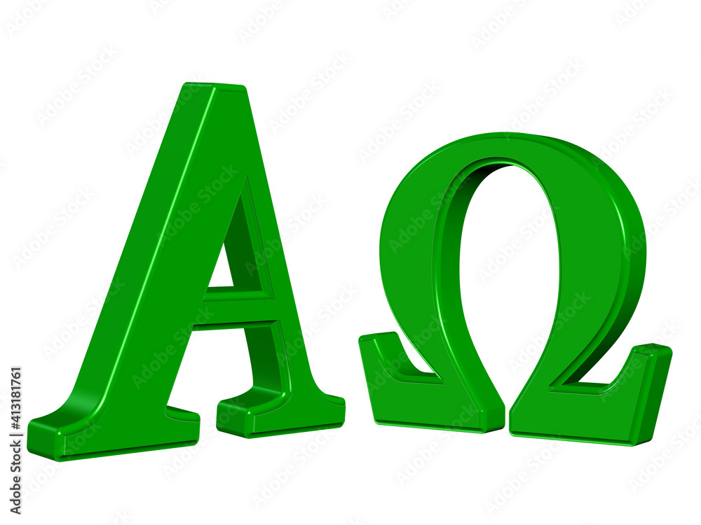 Alpha und Omega, Symbole, 3D-Illustration Stock Illustration | Adobe Stock