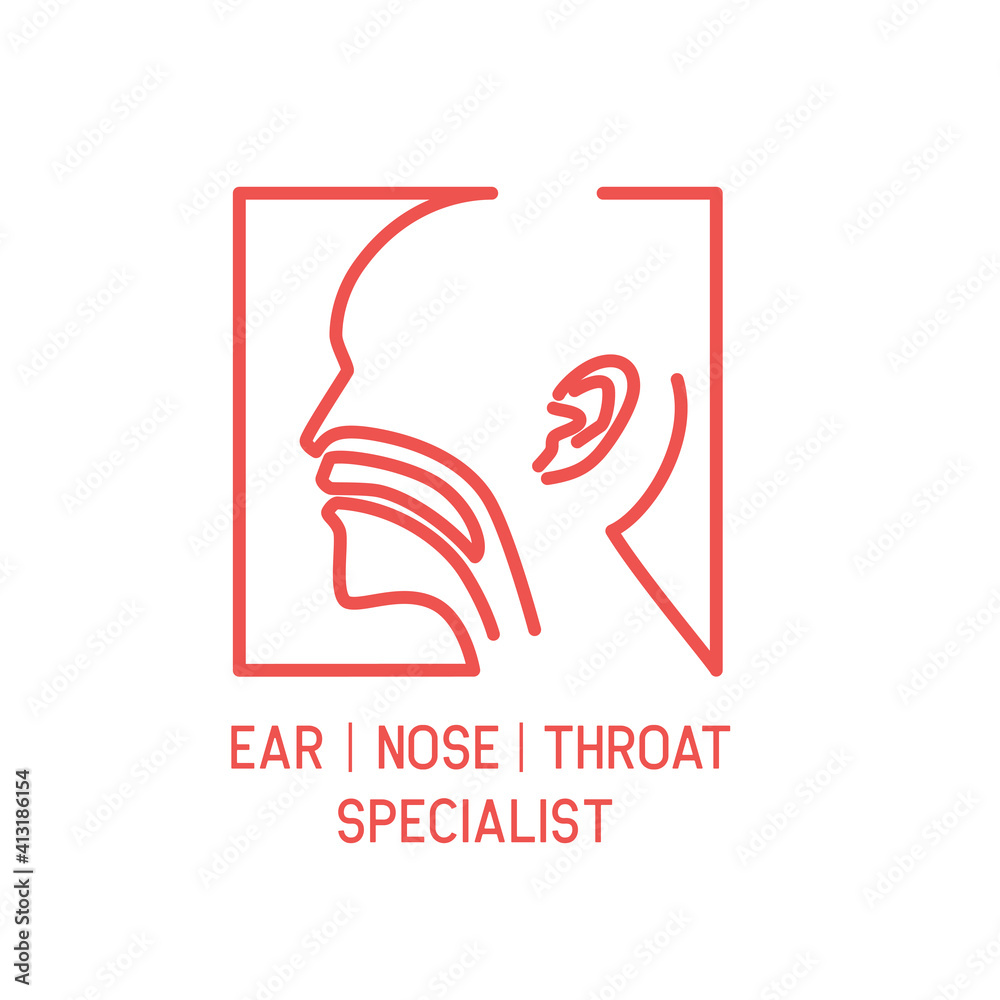 ear nose throat (ENT) logo for Otolaryngologists clinic concept. vector ...
