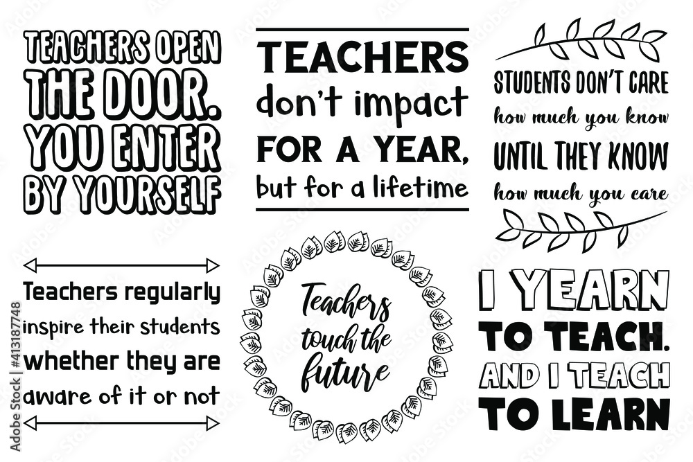 Set of Calligraphy sayings for print. Vector Quotes about teacher ...