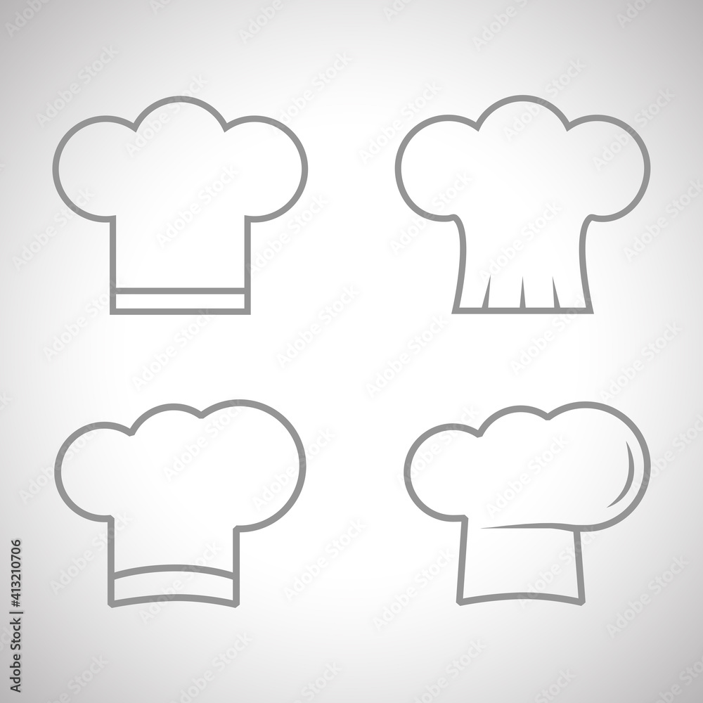 Chef hat icon set isolated on gray background. Chef hat icons for ...