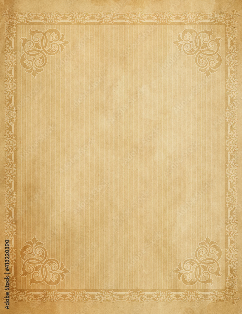 Old paper background with decorative border. Stock Illustration | Adobe ...