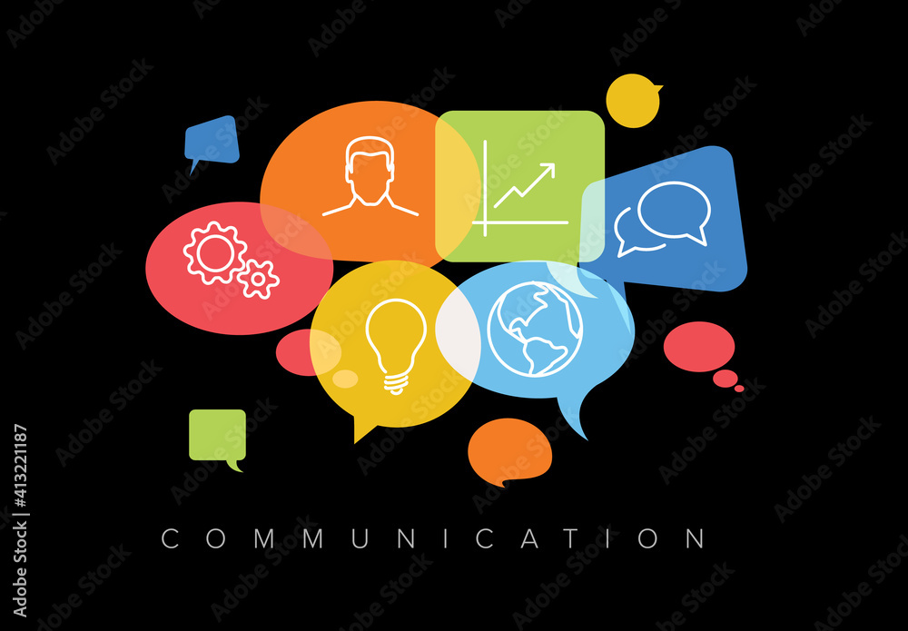 Communication concept illustration with icons Stock Vector | Adobe Stock