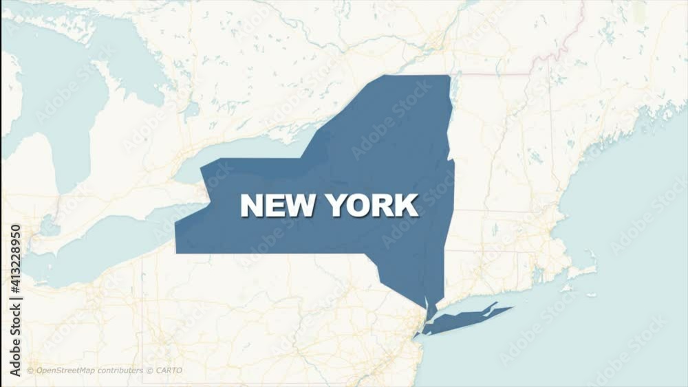 New York State of USA. Animated map of USA showing New York Stock Video ...