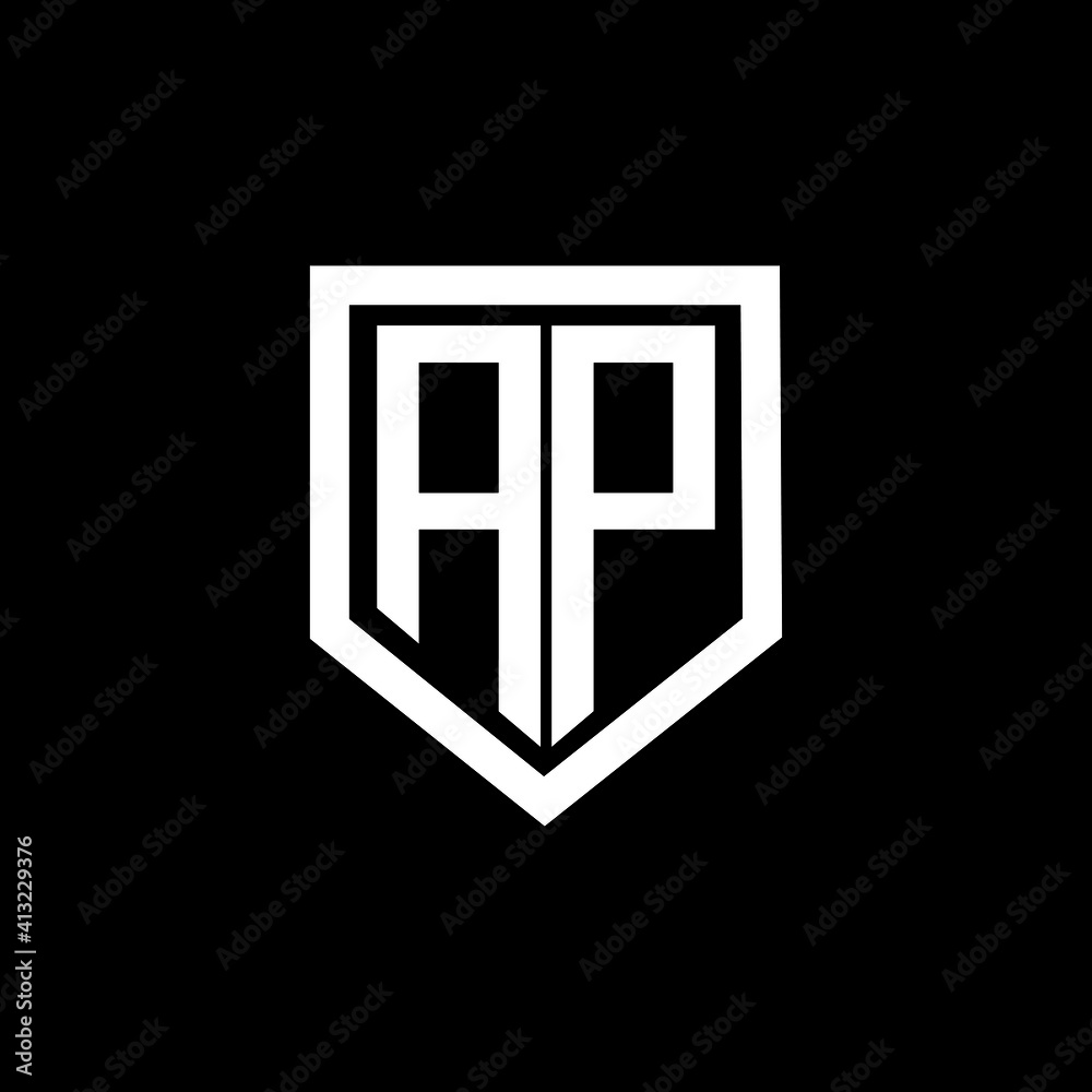 AP letter logo design with black background in illustrator, modern ...