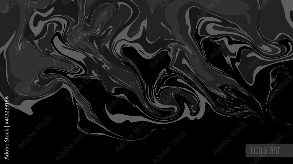 Liquid art, black abstract background. Fluid dark marble texture ...