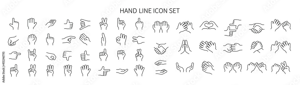 Hand gesture icon set of various shapes Stock Illustration | Adobe Stock