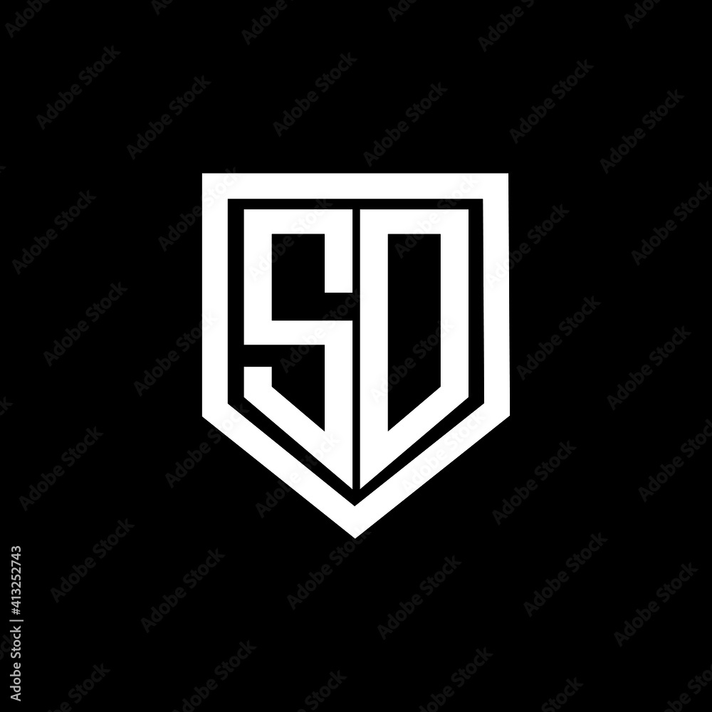 Vetor do Stock: SD letter logo design with black background in ...