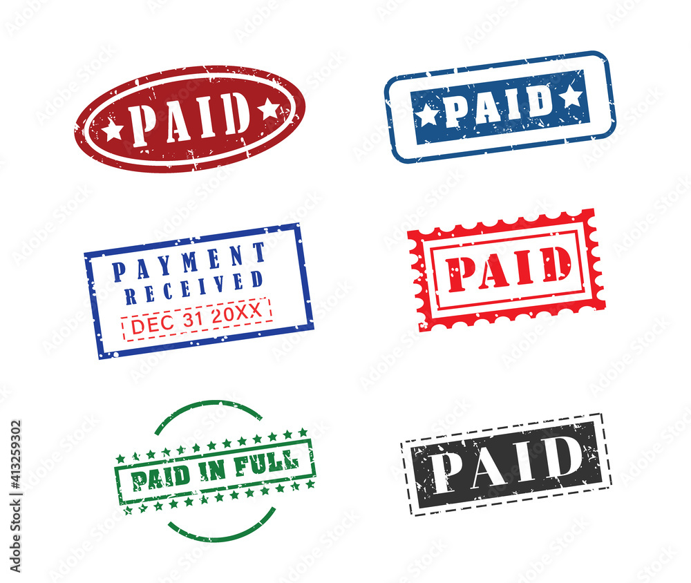 Various paid stamps - Vector Illustration Stock Vector | Adobe Stock