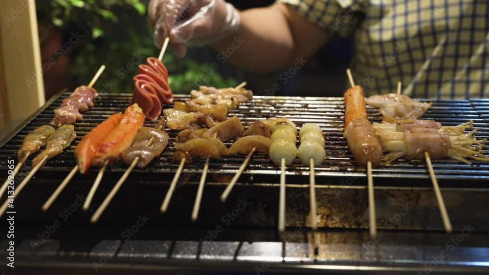 Sichuan-Style Shao Kao ( Chinese BBQ ) on Electric stove. Chinese BBQ ...