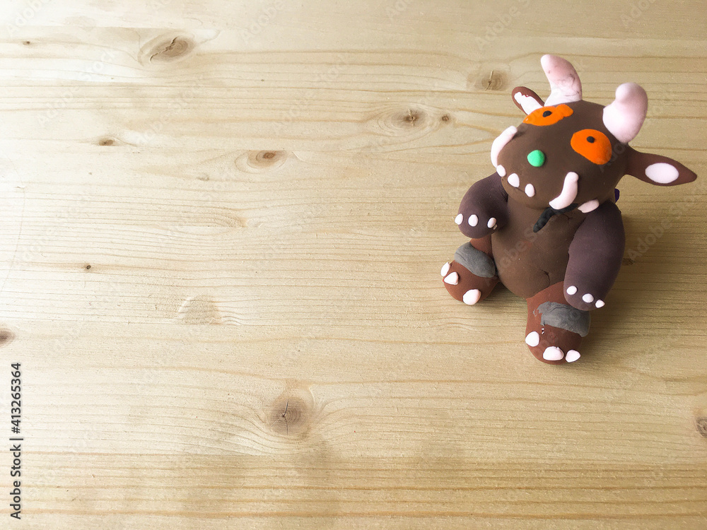 the monster from the book of gruffalo made by hand from clay ...