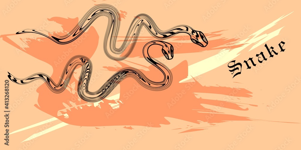 Black snakes, Graphics, Calligraphy. Set of illustrations with snakes ...