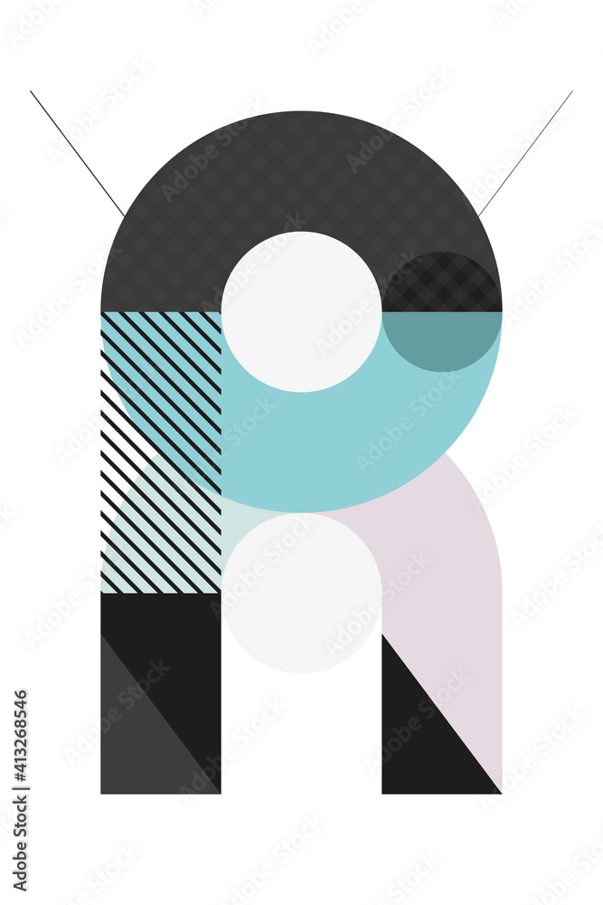 PRINT font collection - Letter R - minimal art, modern bauhaus style ...