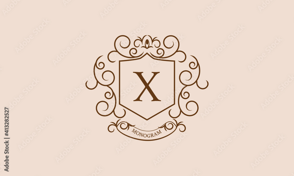 Elegant monogram design template for labels and invitations, business ...