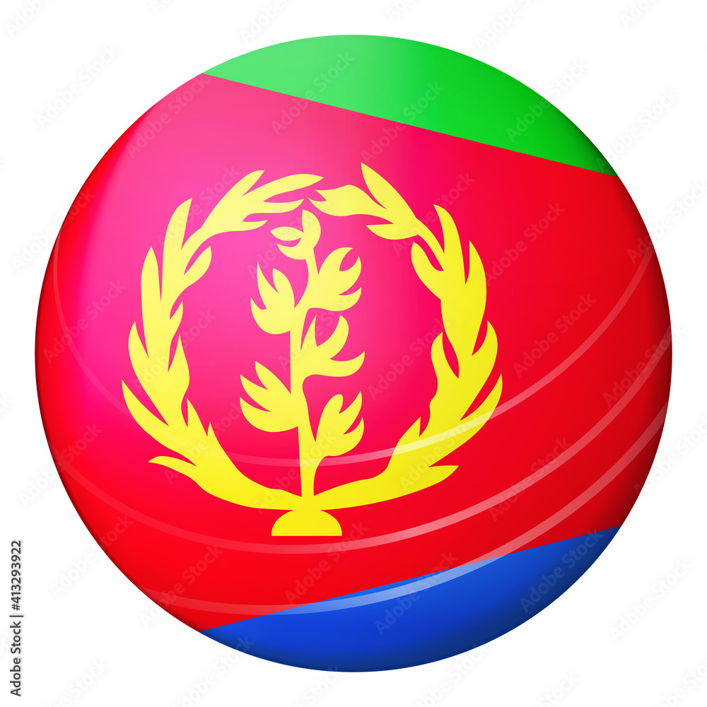 Glass light ball with flag of Eritrea. Round sphere, template icon ...