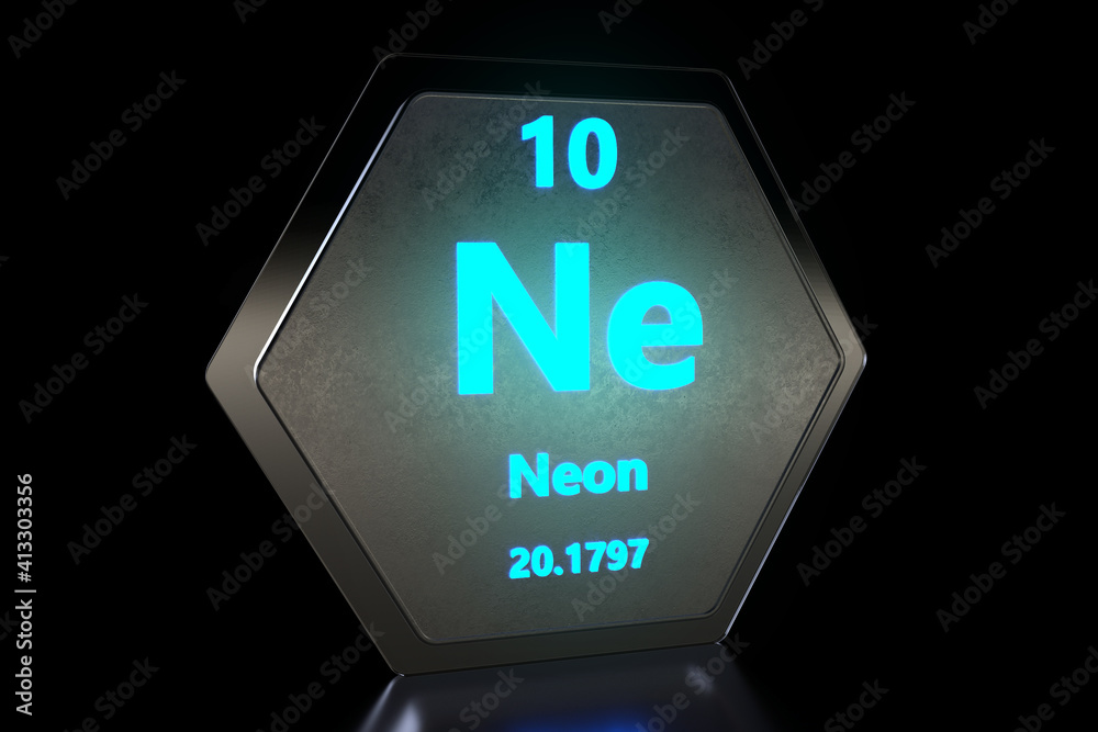 Neon - Ne - chemical element Sign with atomic number and atomic weight ...