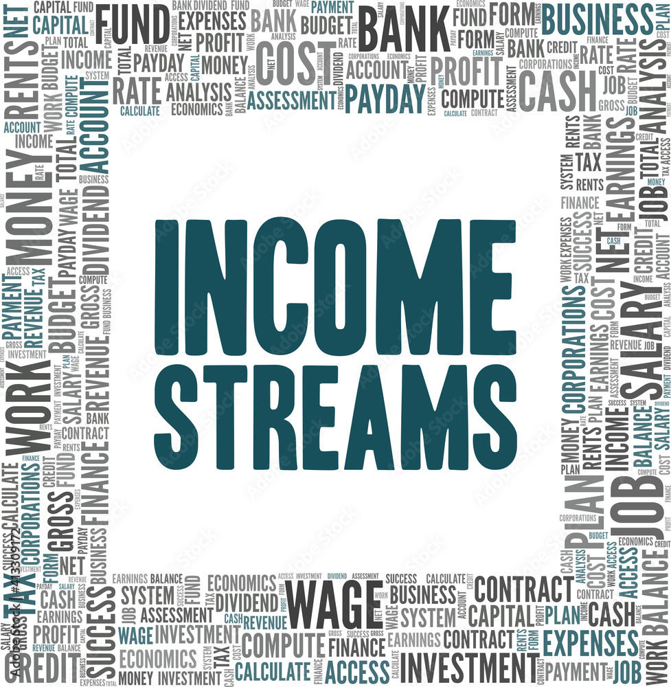Income streams vector illustration word cloud isolated on a white ...