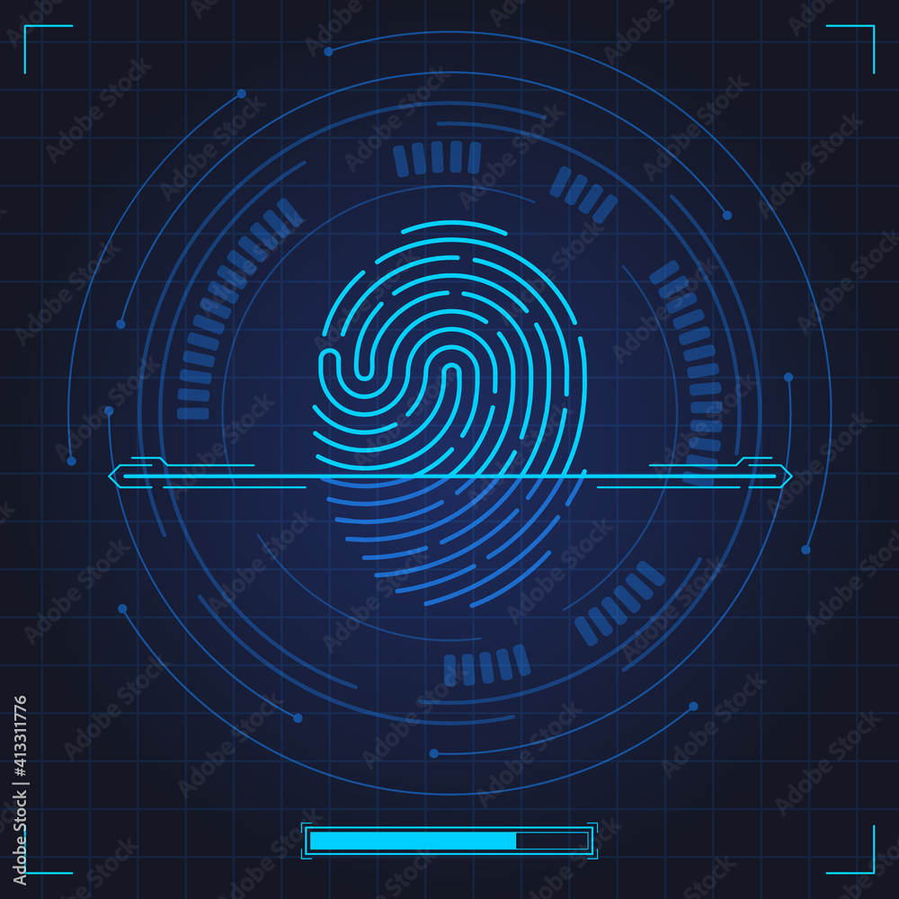Fingerprint scan. Biometric fingerprints identification, security ...